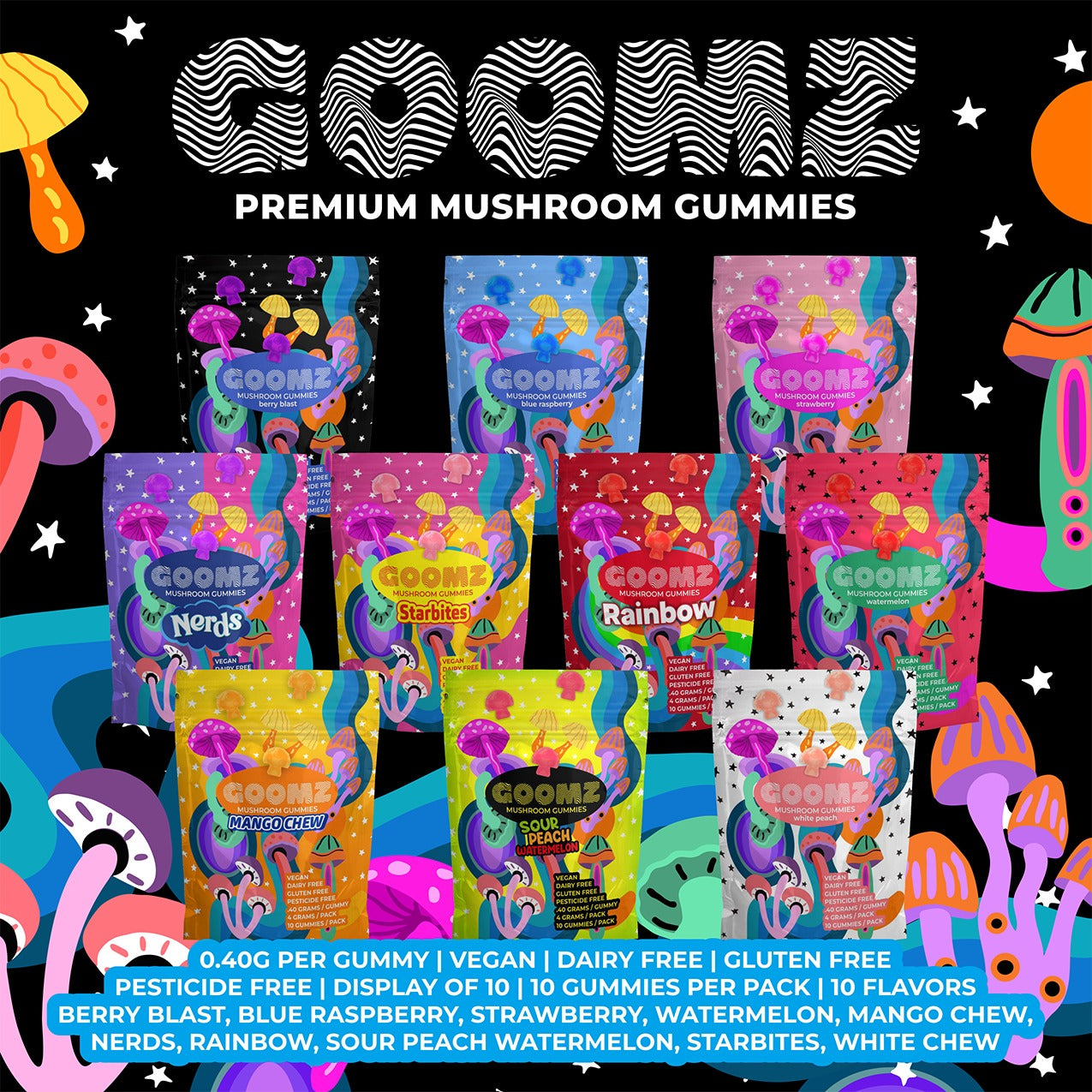 GOOMZ Premium Nootropic Gummies 10 Pack – Big D CBD